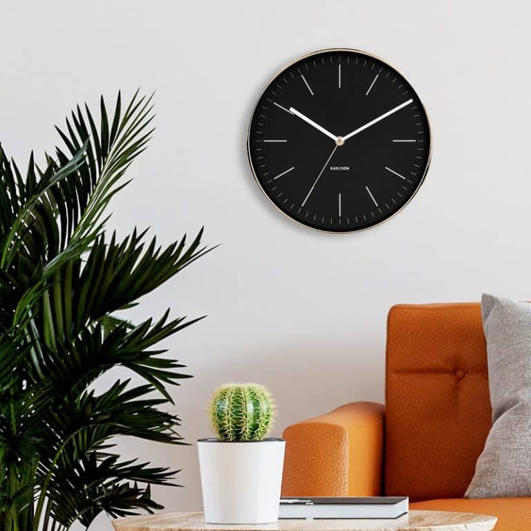 Karlsson Wall Clock Minimal Petrol Blue, Shiny Gold Case D.27,5 Cm ...