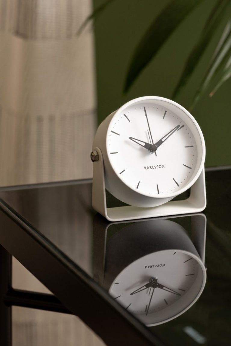 Karlsson Alarm Clock Calm Metal White D. 11 cm – Karlsson Clock